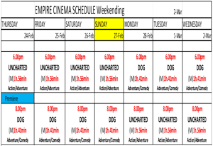 Session Times • Empire Cinema Rarotonga